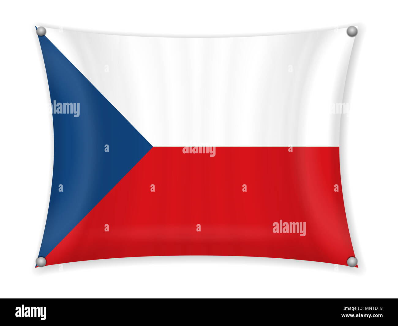 Waving Czech Republic flag on a white background Stock Photo - Alamy