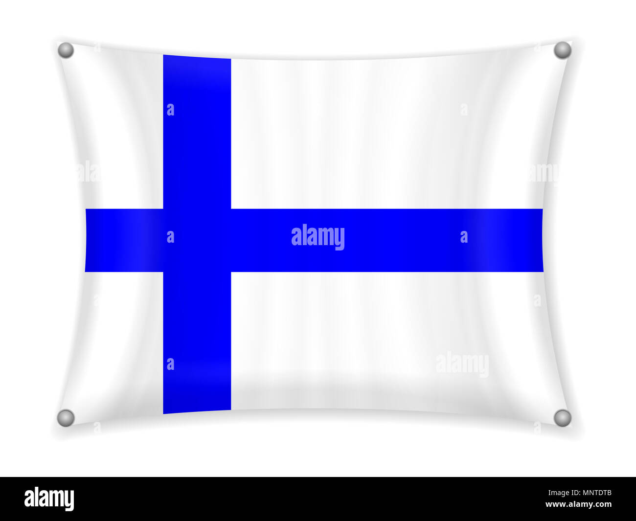 Waving Finland flag on a white background Stock Photo - Alamy