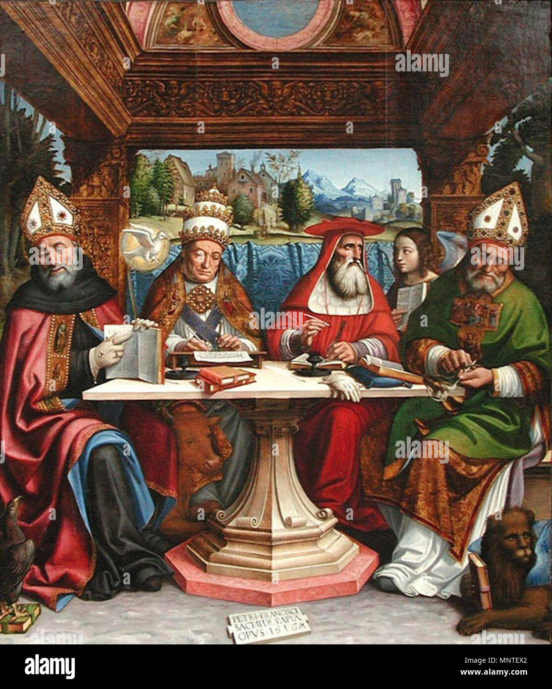 The Doctors of the Church . Four doctors of the Church represented with ...