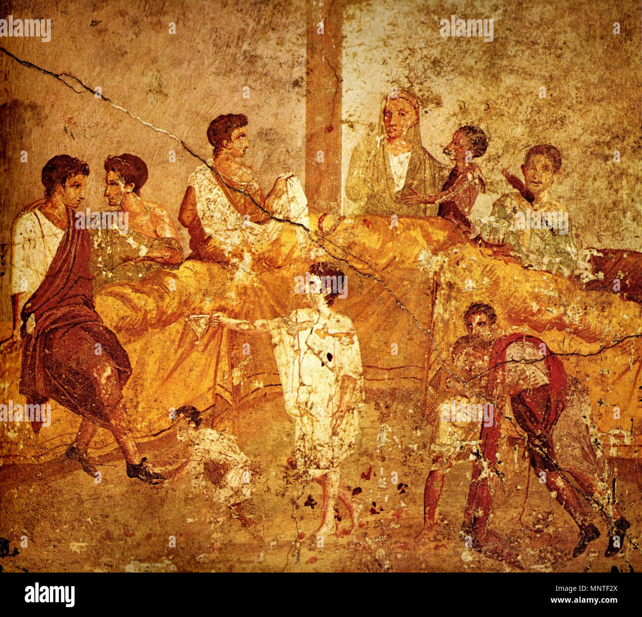 Pompeii family feast . Italiano: Convito, affresco (68 x 66) di IV ...