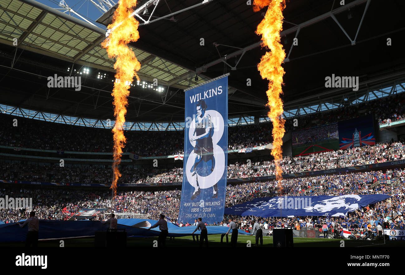 A Chelsea banner celebrating the late Ray Wilkins during the Emirates ...