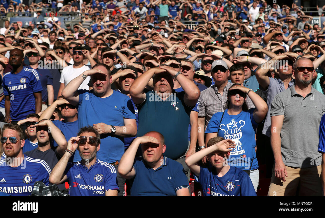 Chelsea fans shielding their eyes from the sun during the Emirates FA ...