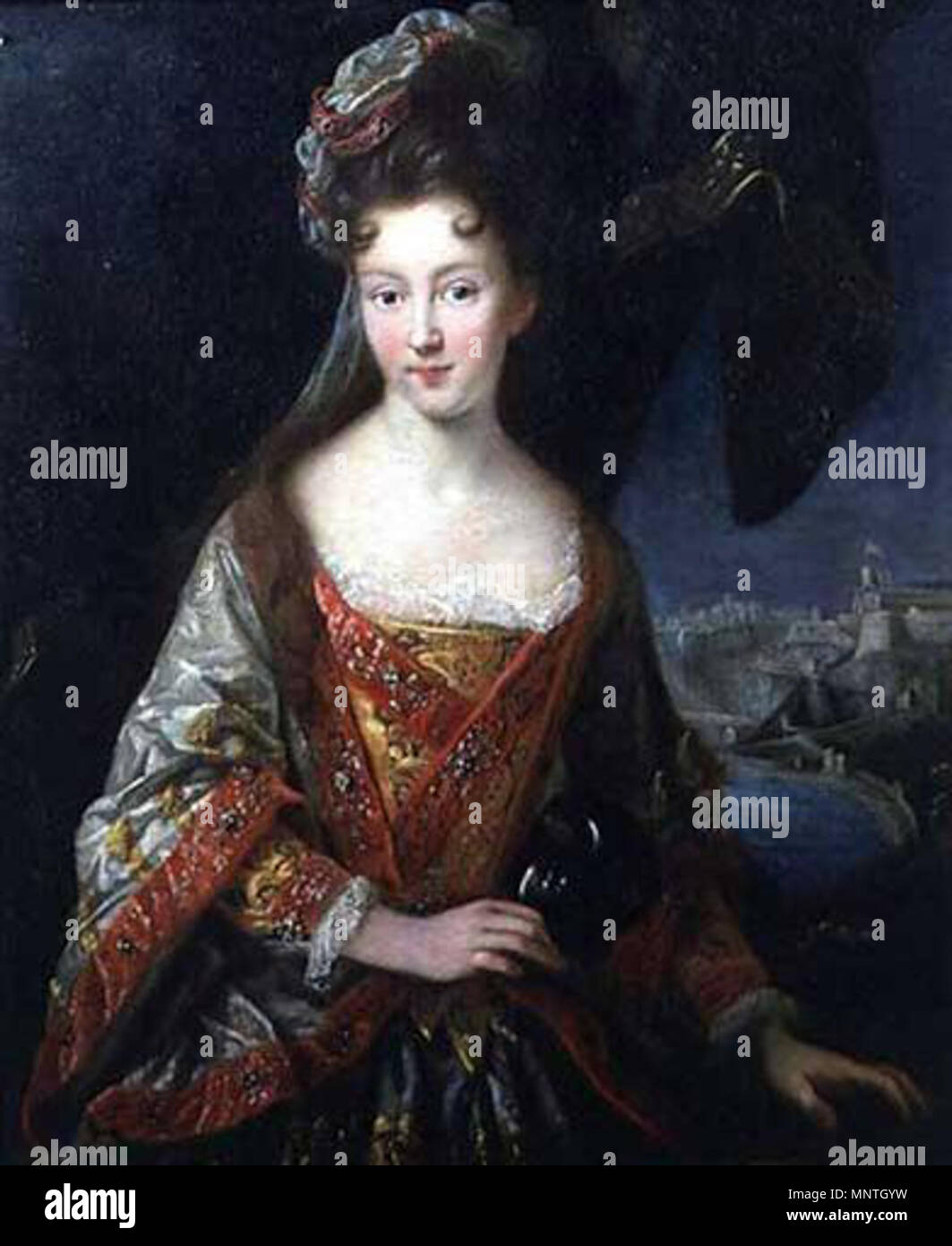 English: Portrait of Louise Hippolyte of Monaco (1687-1731) with a view ...
