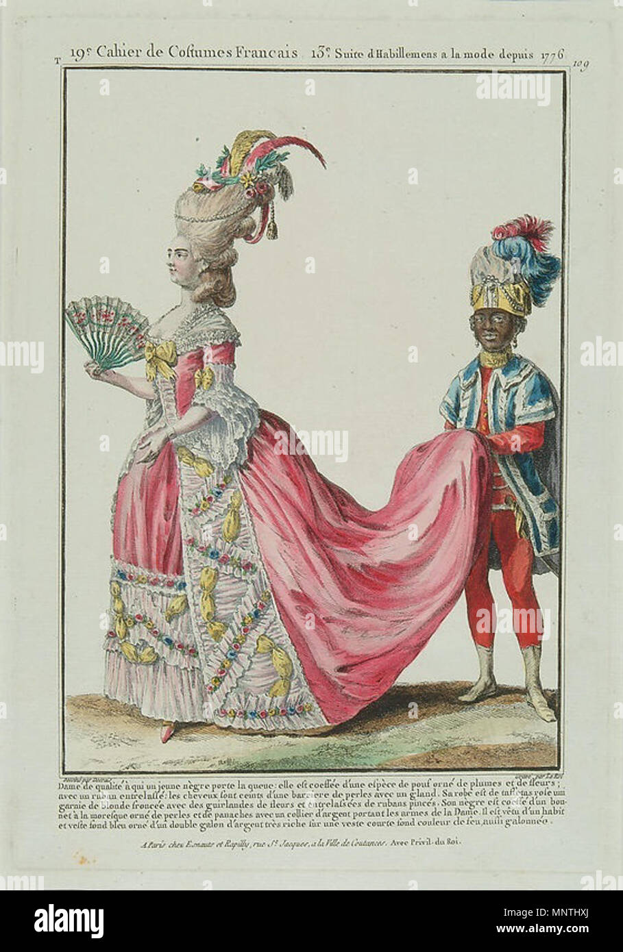 . English: Pouf hairdo adorned with feathers Français : Cahier de ...