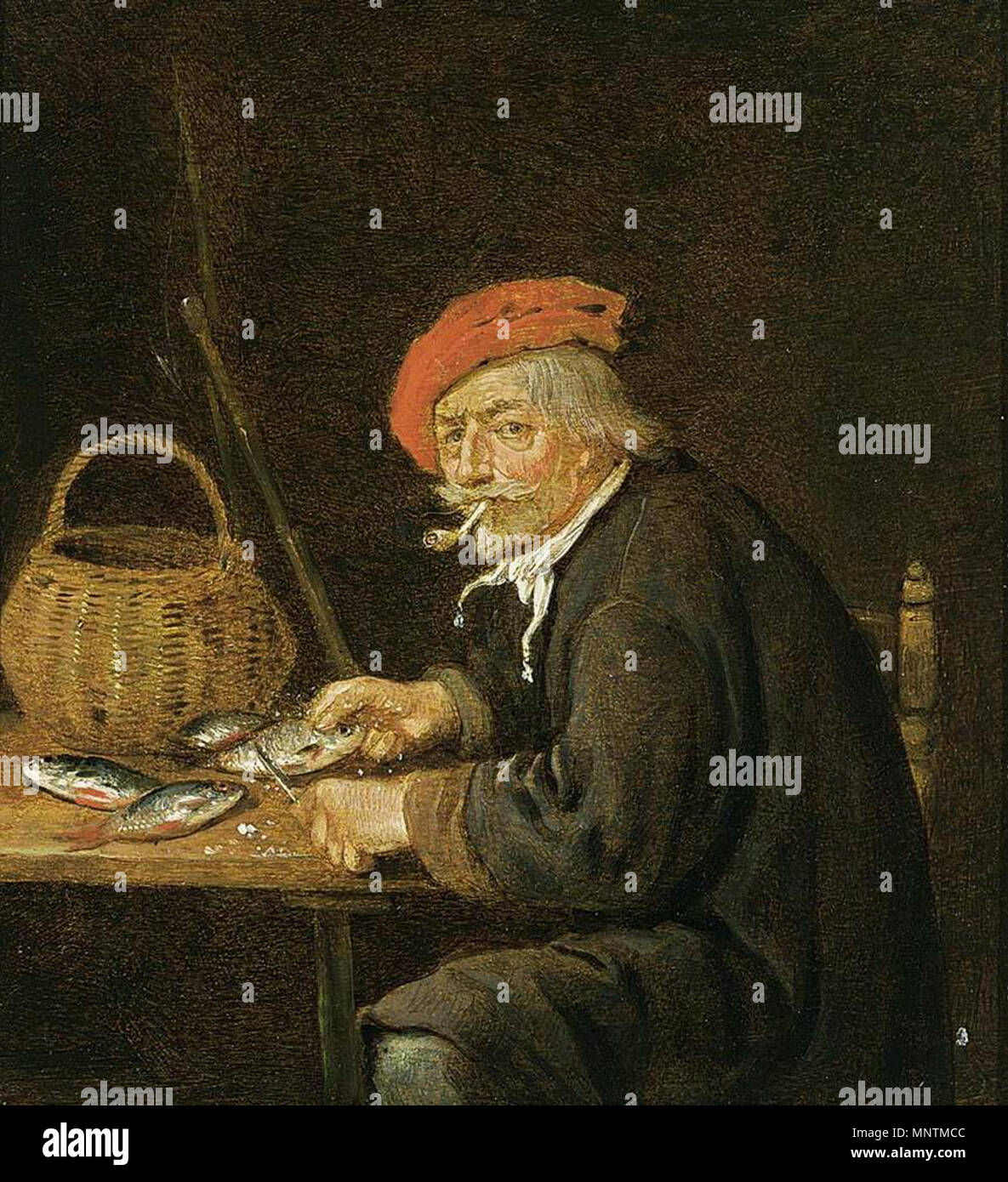 English: Man Scaling Fish between 1660 and 1665. 1036 Quiringh van ...