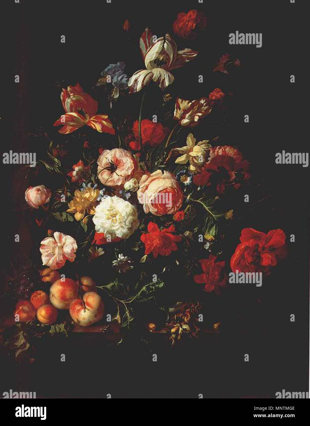 Still life with flowers and fruit . English: Flowers with fruit . 1707 ...