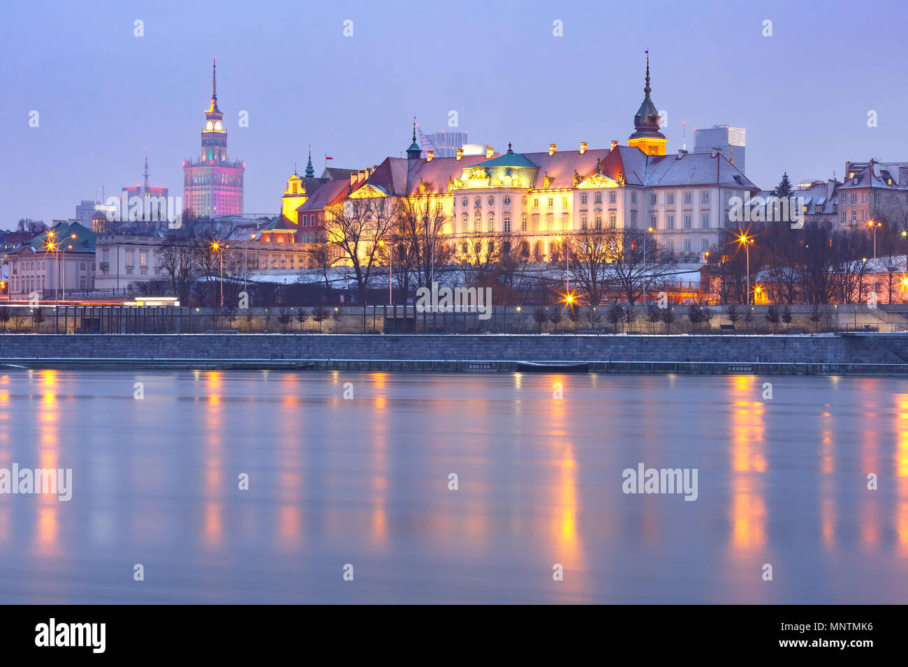 Old Town and river Vistula at night in Warsaw, Poland Stock Photo - Alamy