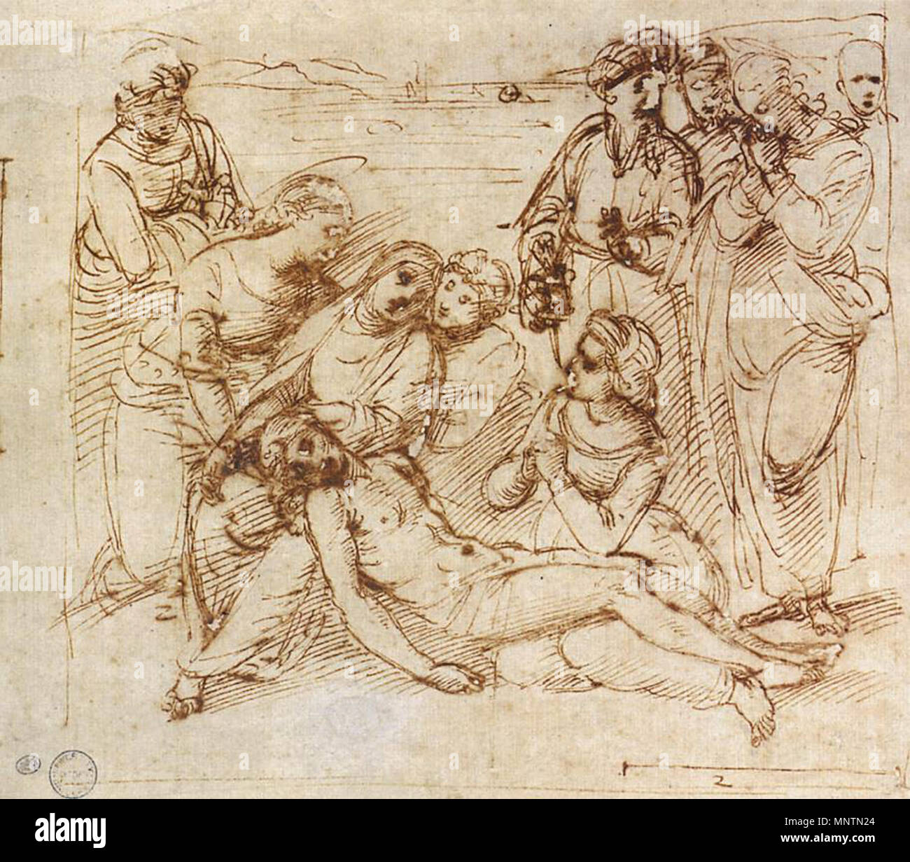 English: Lamentation Scene circa 1506. 1039 Raffaello, studio per la ...