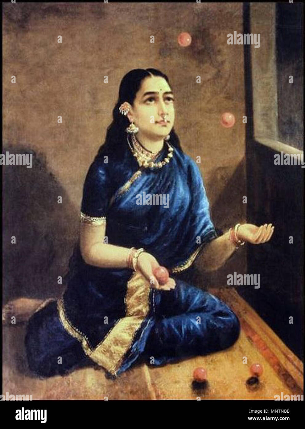 English: Lady Juggler മലയാളം: അമ്മാനയാട്ടക്കാരി . English: Painting of ...
