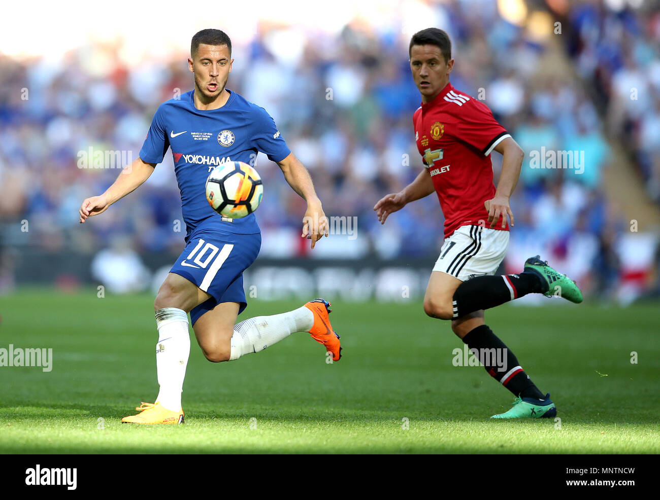 Chelsea's Eden Hazard (left) and Manchester United's Ander Herrera ...