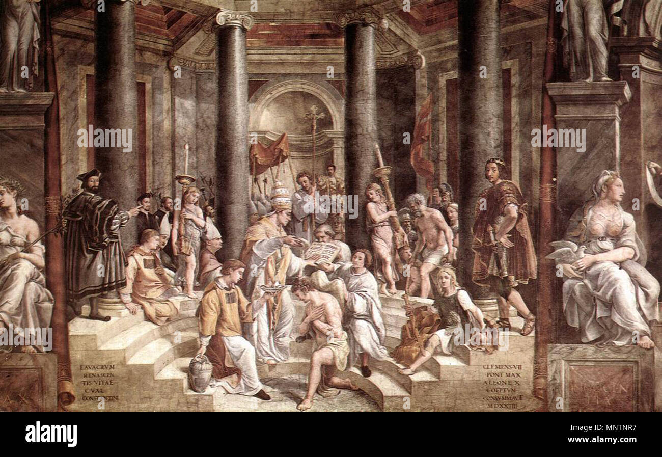 The Baptism of Constantine 1517. 1042 Raphael Baptism Constantine Stock ...