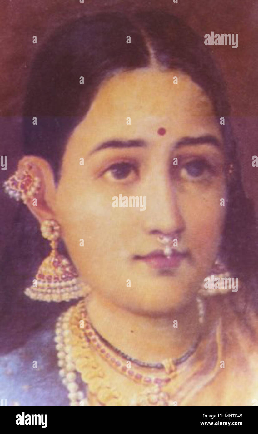 . Closeup from Image:Ravi Varma-Lady playing the swarbat.jpg . Raja ...