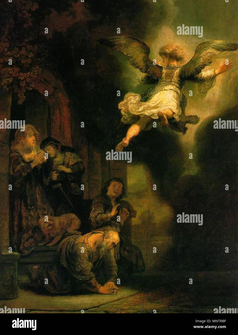 The angel Raphael leaving the family of Tobit. Alternative title(s): De ...