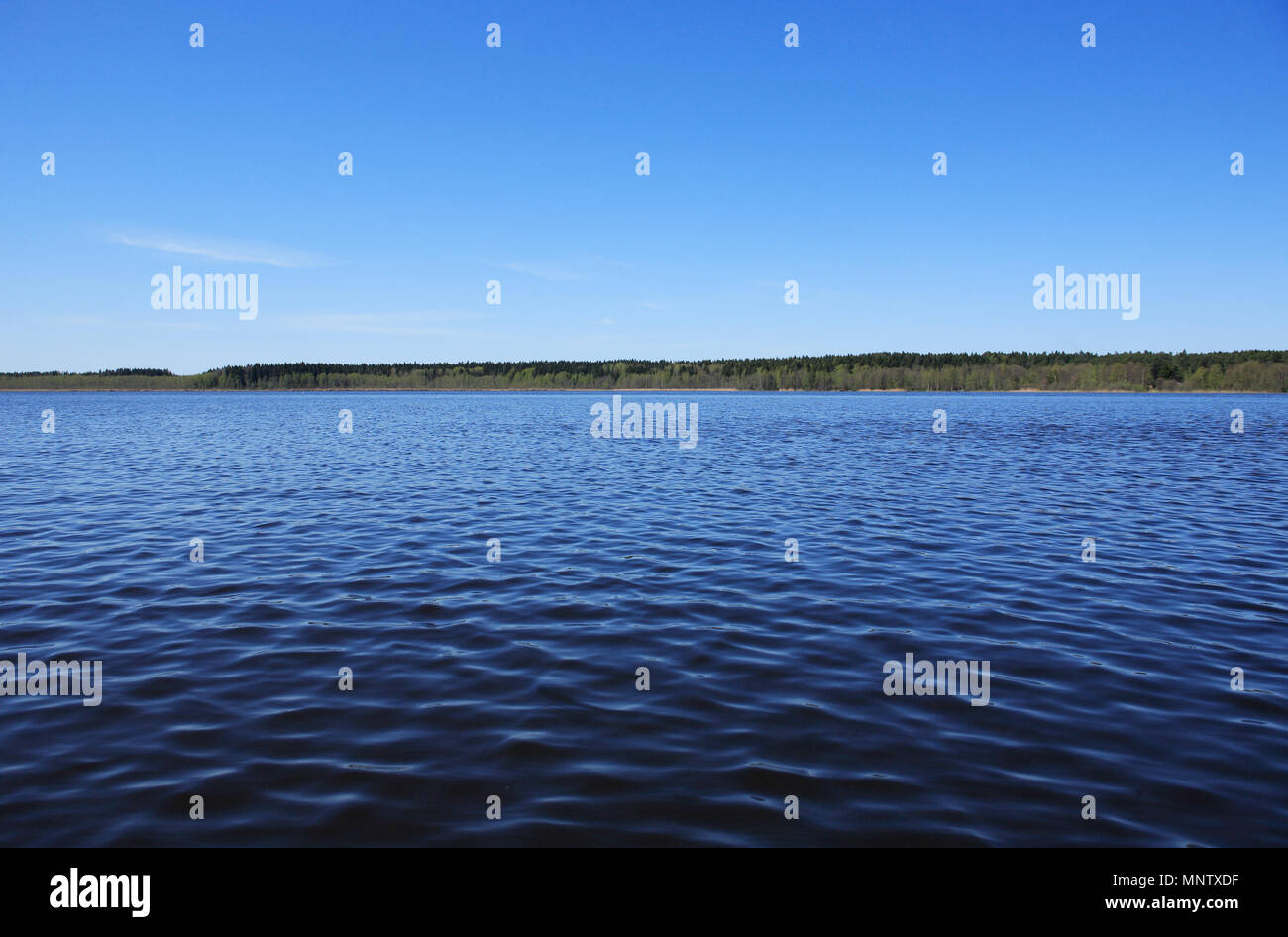 Summer outdoor background. Nice lake with waves under blue sky Stock ...