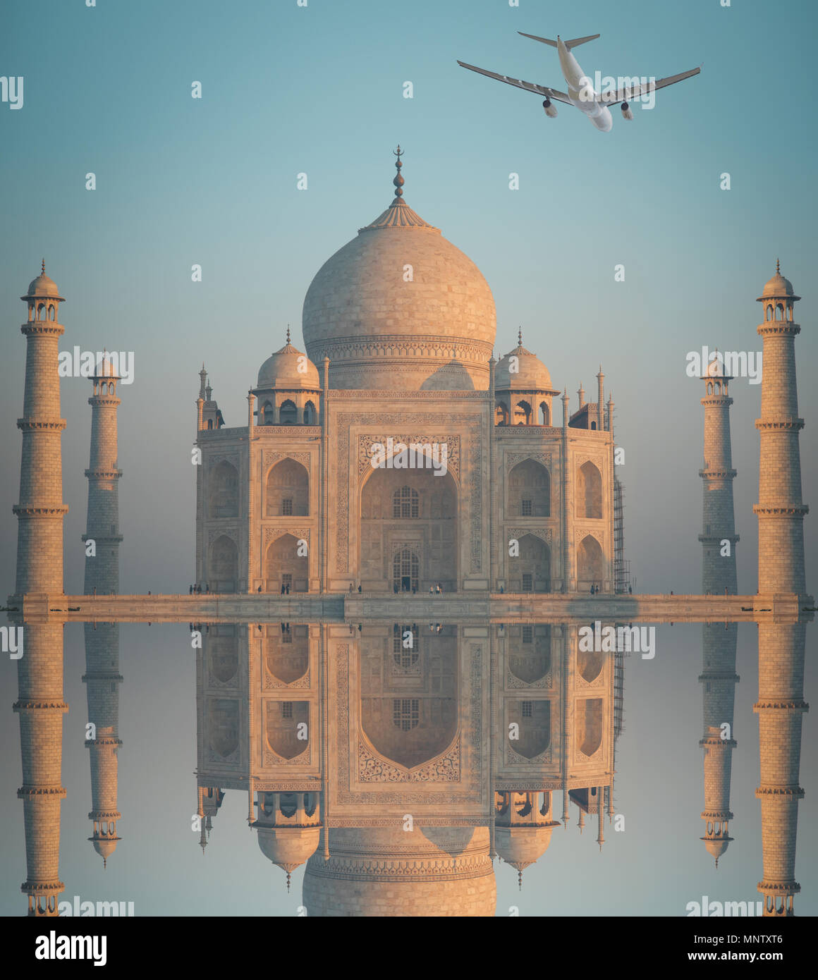 Airplane flying over taj mahal hi-res stock photography and images - Alamy
