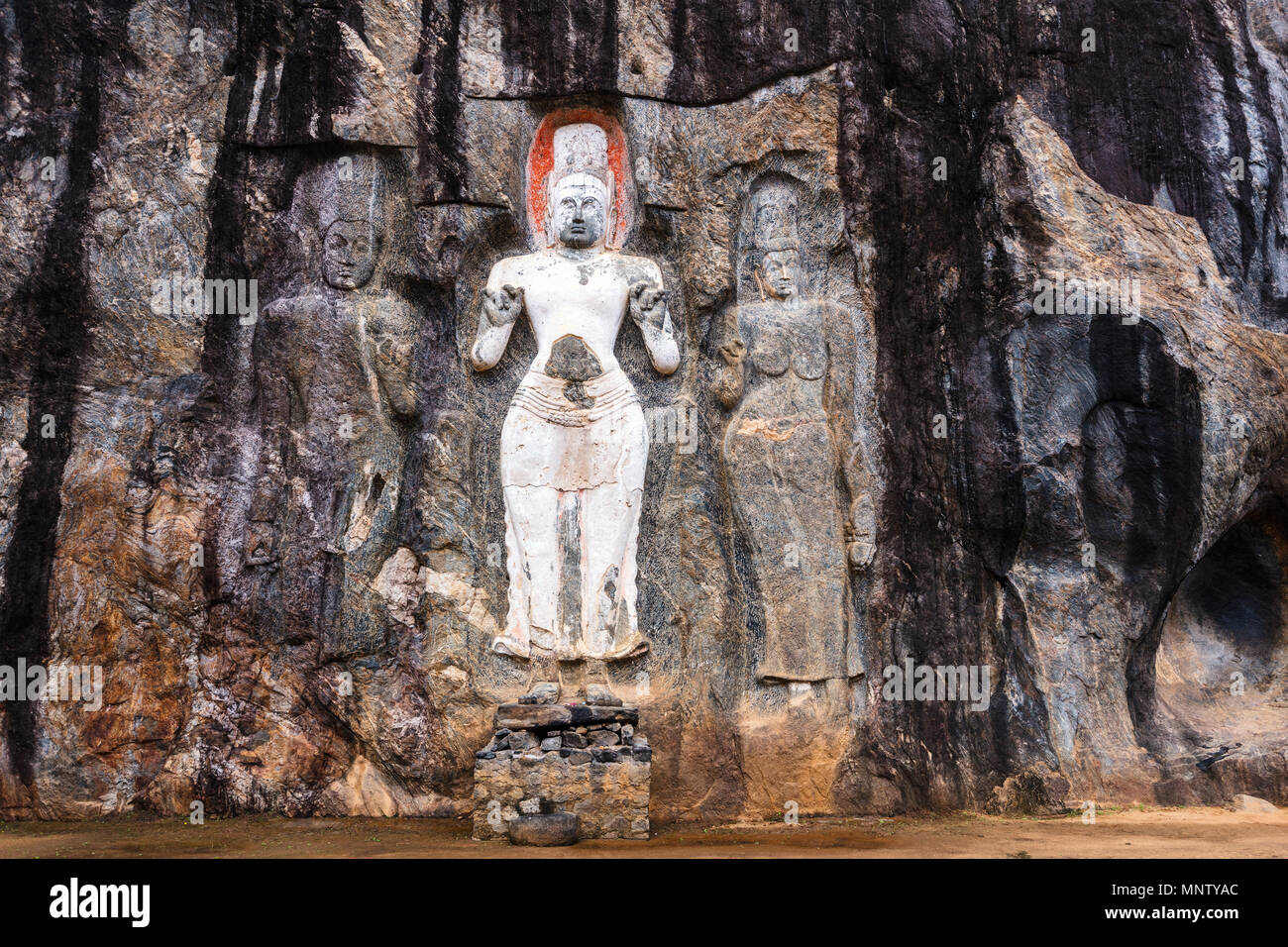 Buduruwagala temple with well preserved carvings on the wall in ...