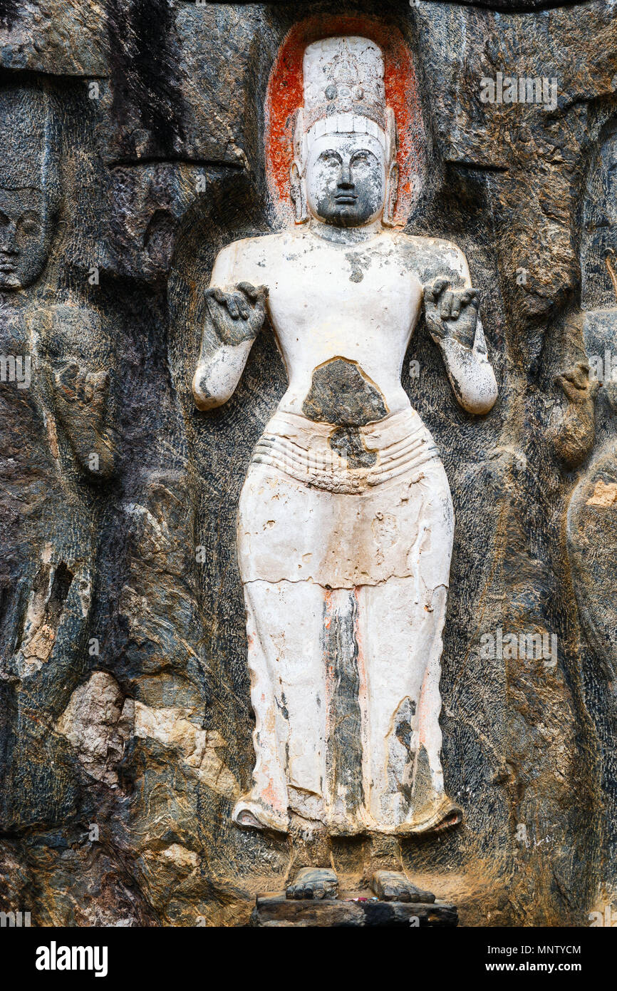 Buduruwagala temple with well preserved carvings on the wall in ...