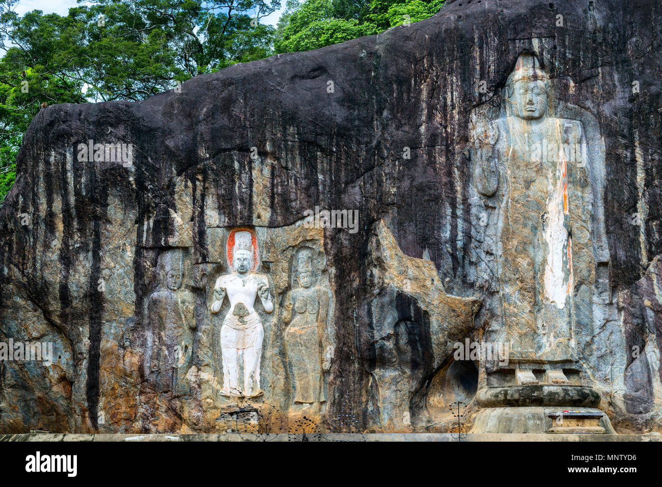 Buduruwagala temple with well preserved carvings on the wall in ...