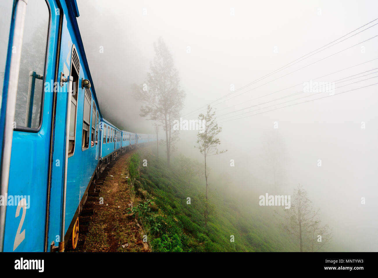 Train ride from Ella to Kandy among tea plantations in the highlands of ...