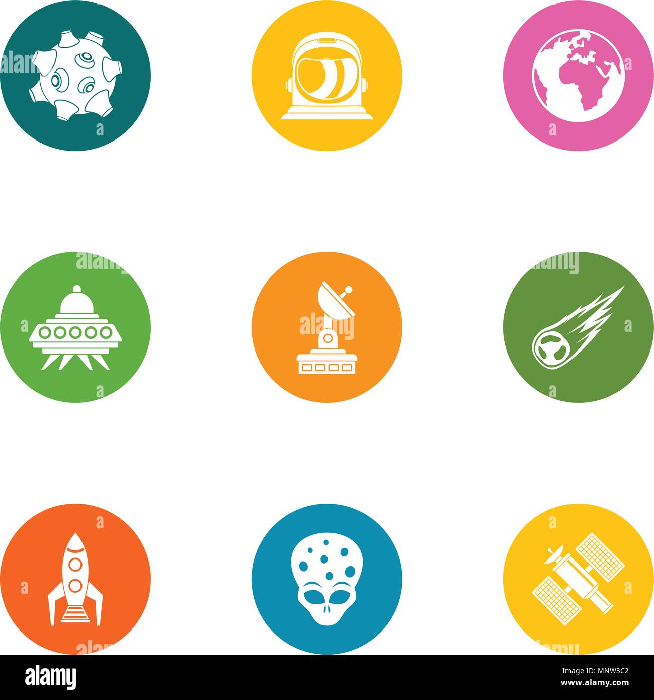 Space way icons set, flat style Stock Vector Image & Art - Alamy