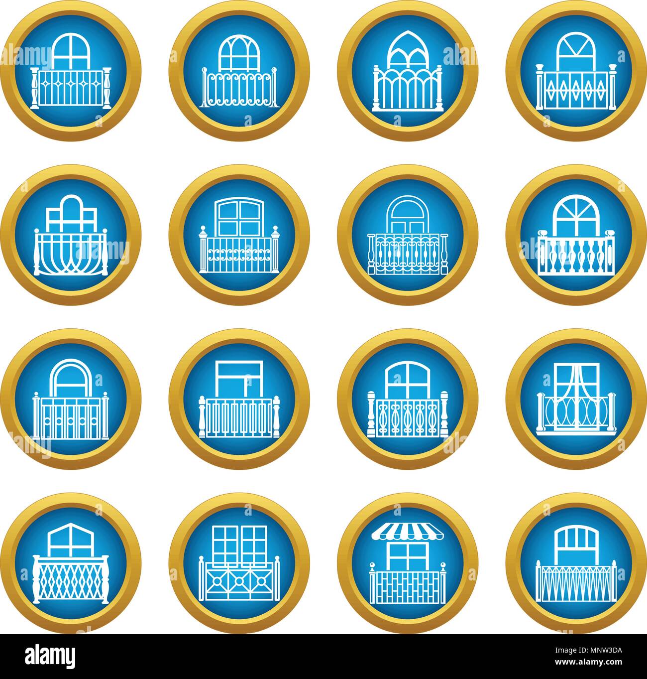 Balcony Window Icons Set Simple Style Stock Vector Image And Art Alamy