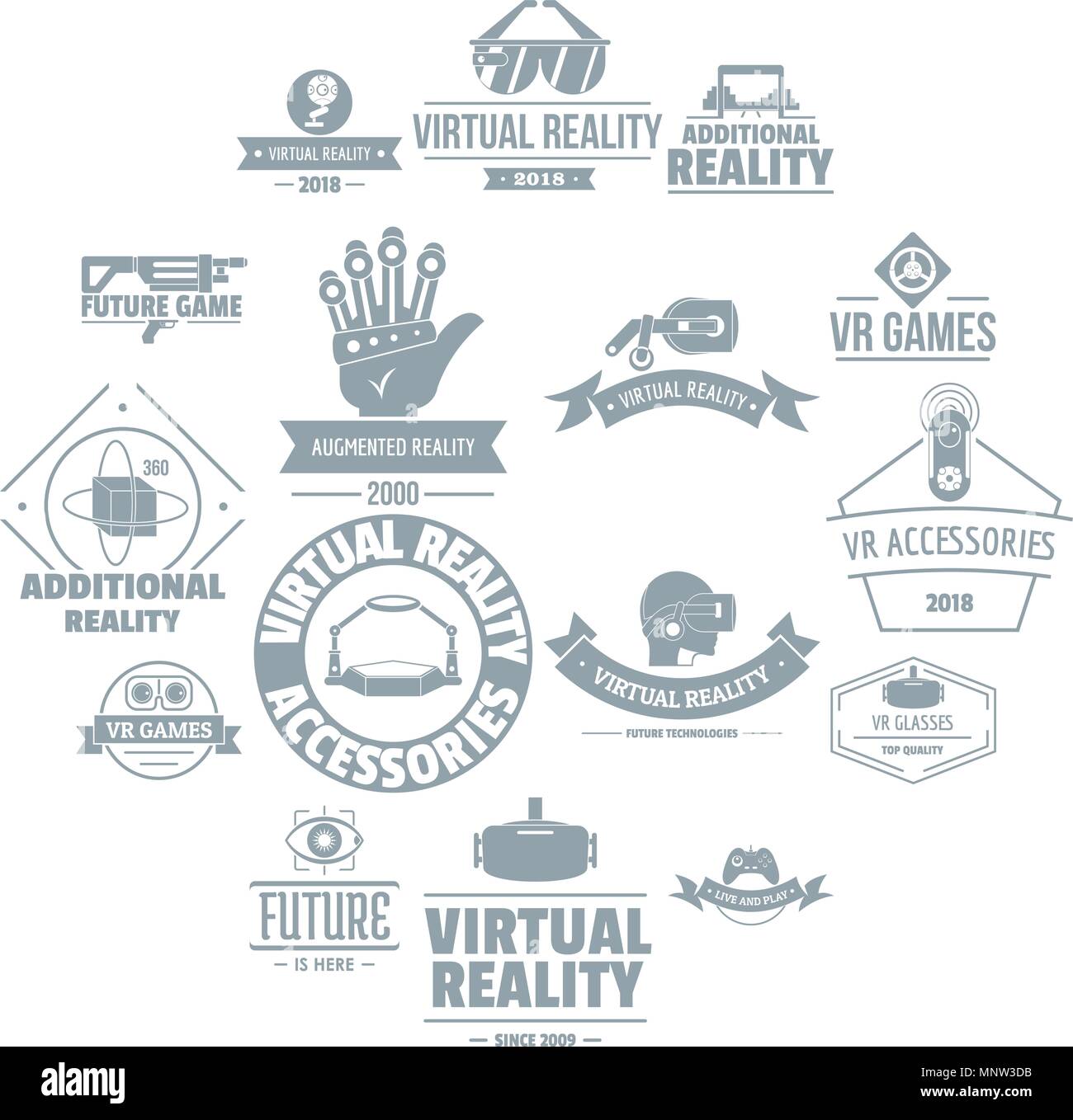 Virtual reality logo icons set, simple style Stock Vector Image & Art ...