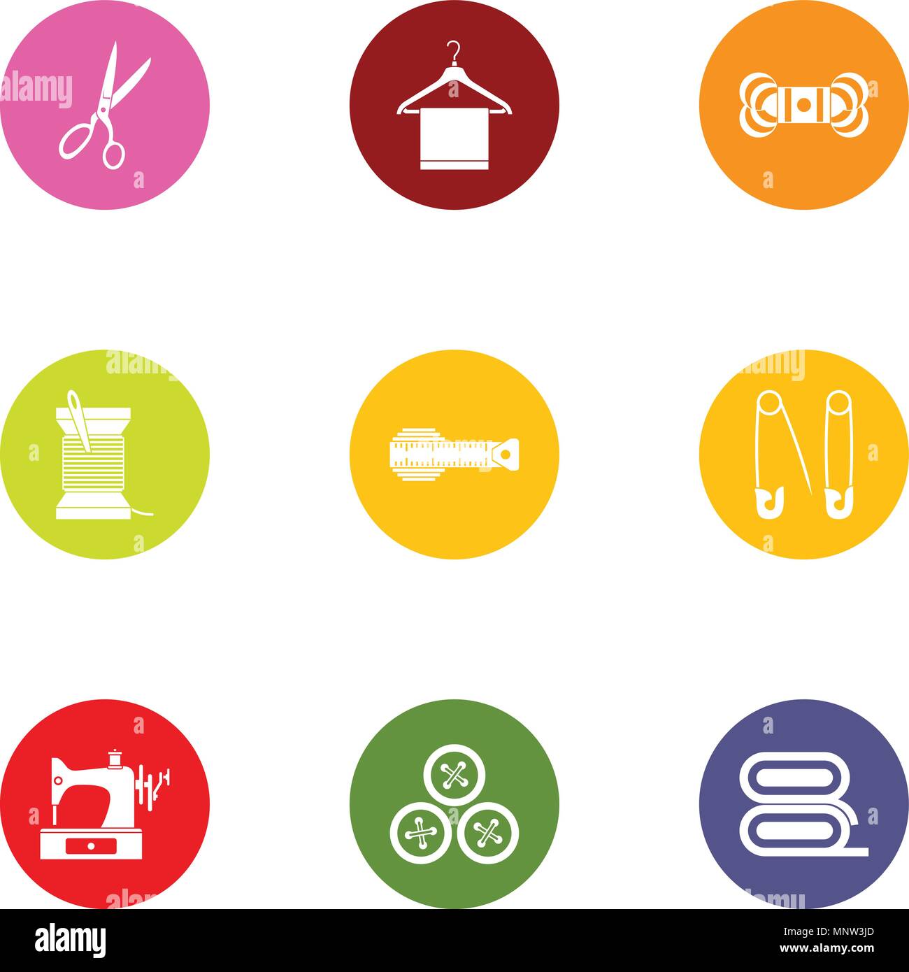 Embroidery icons set, flat style Stock Vector Image & Art - Alamy