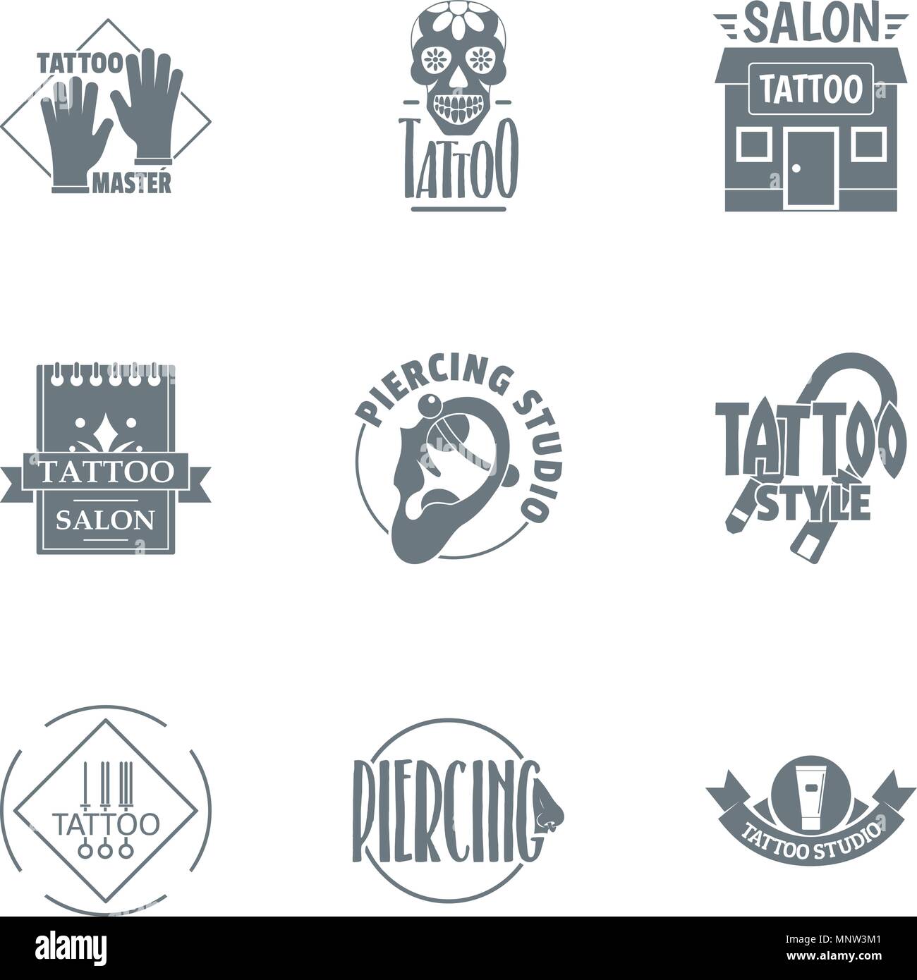 Tattooing logo set, simple style Stock Vector Image & Art - Alamy