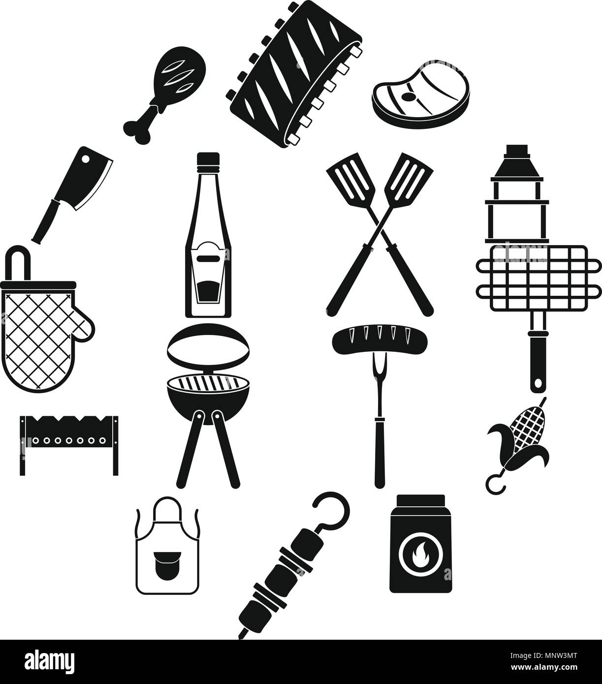 BBQ food icons set, simple style Stock Vector Image & Art - Alamy