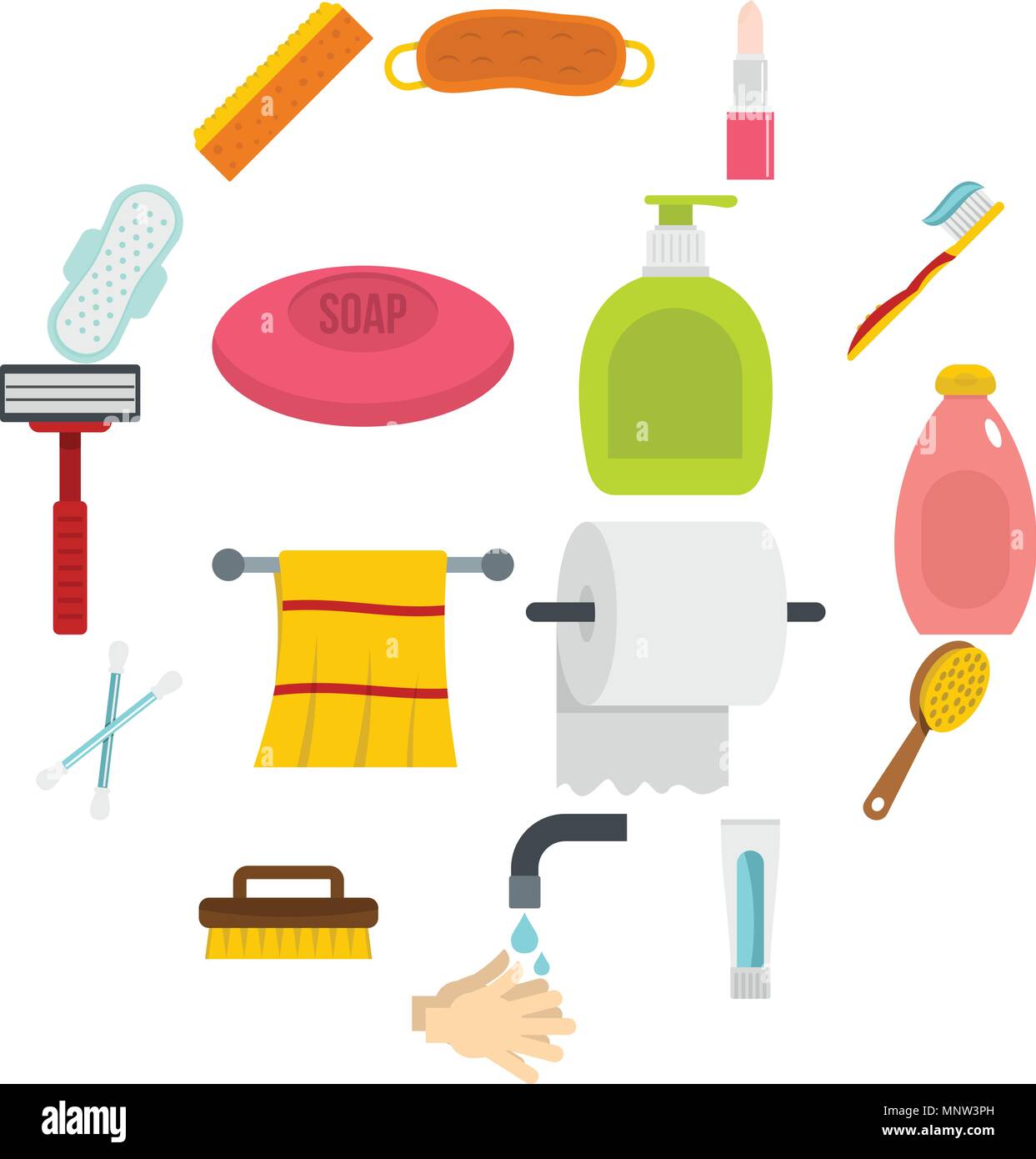 Hygiene tools icons set in flat style Stock Vector Image & Art - Alamy