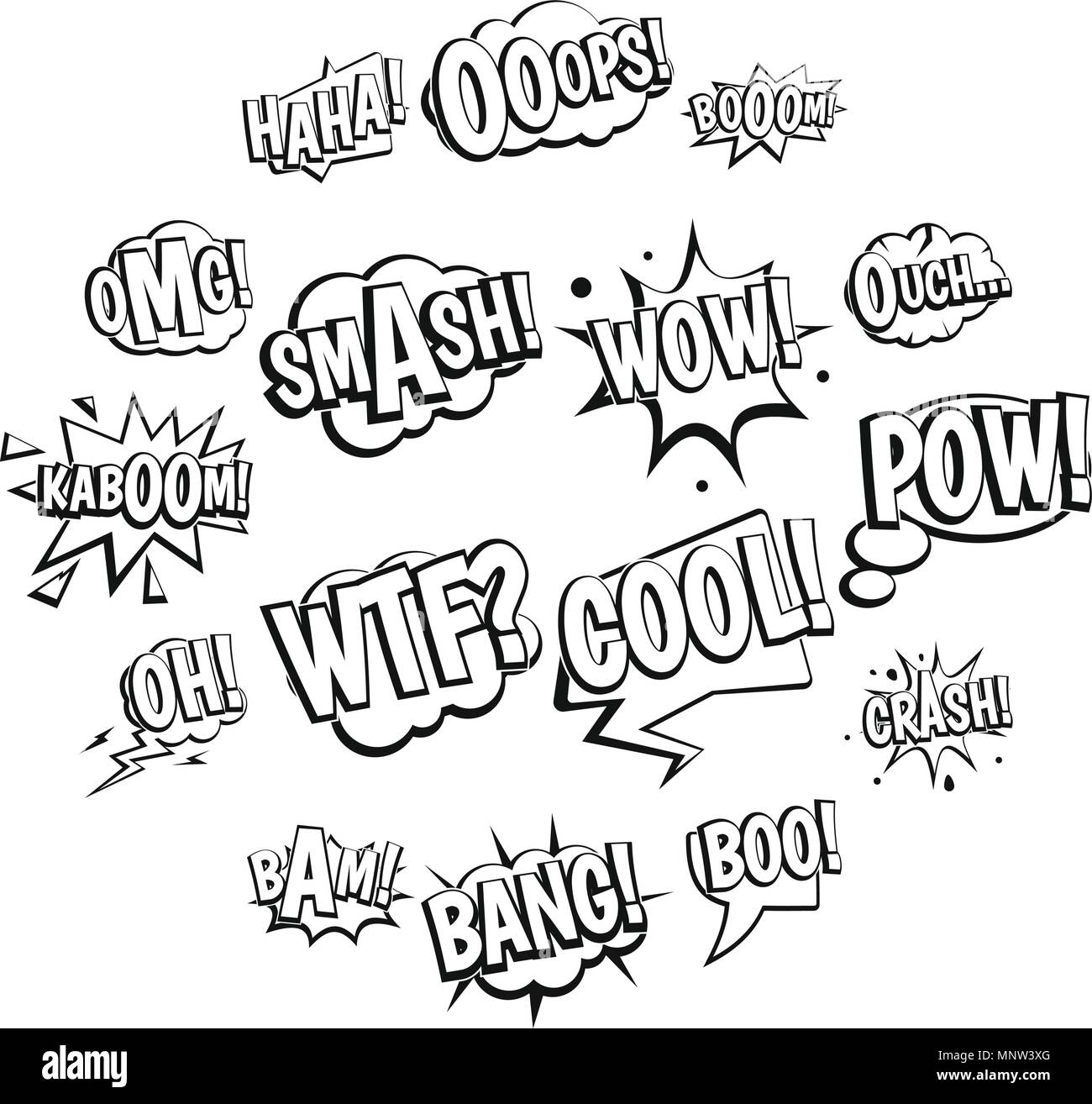 Colorful comic style text Black and White Stock Photos & Images - Alamy