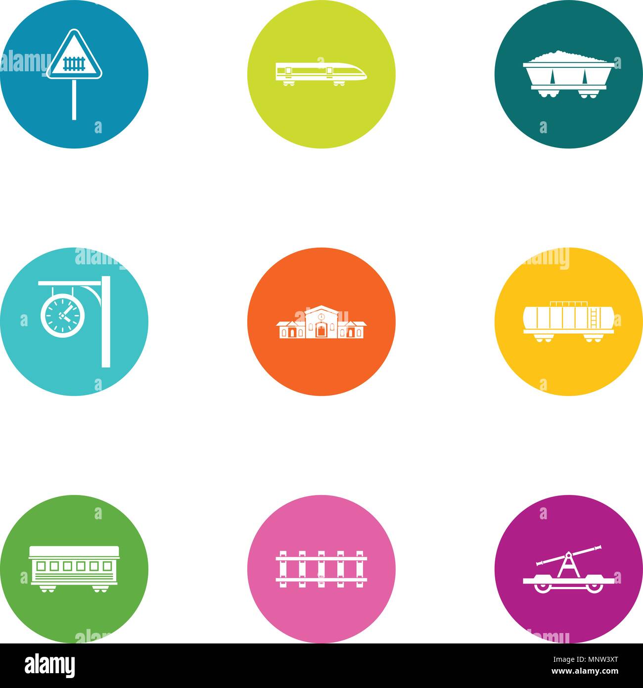 Rail icons set, flat style Stock Vector Image & Art - Alamy