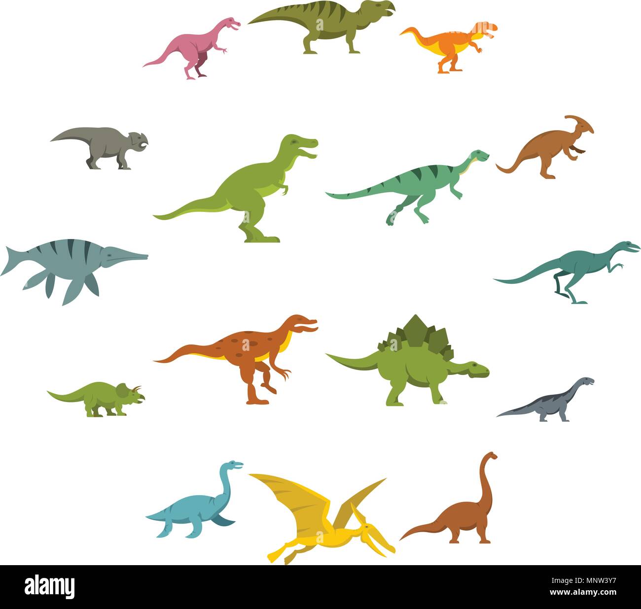 Dinosaur icons set in flat style Stock Vector Image & Art - Alamy