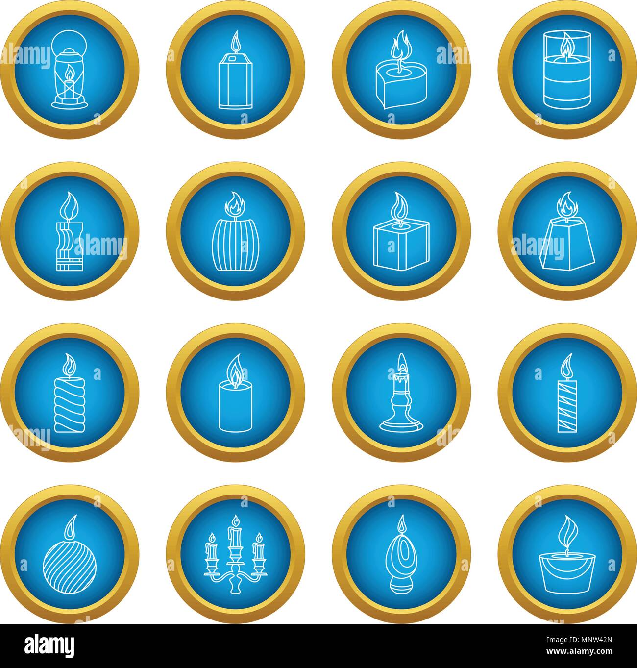 Candle forms icons set flame light, outline style Stock Vector Image ...