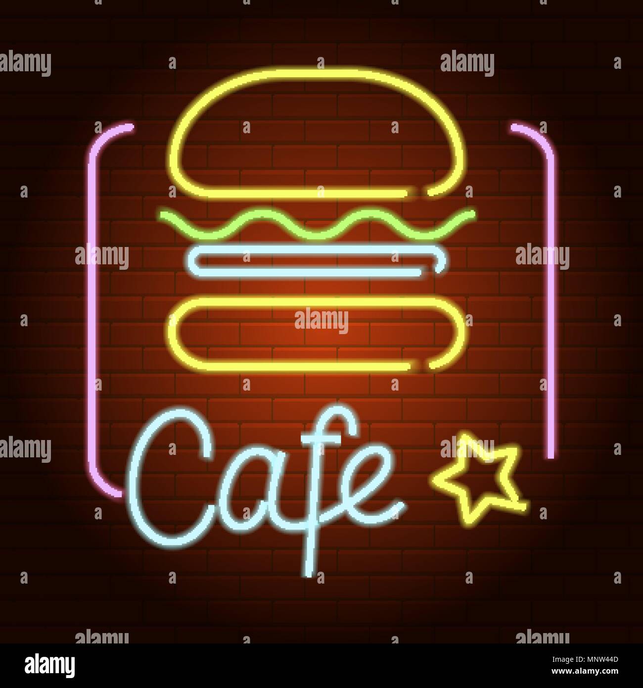 Cafe neon light icon, realistic style Stock Vector Image & Art - Alamy