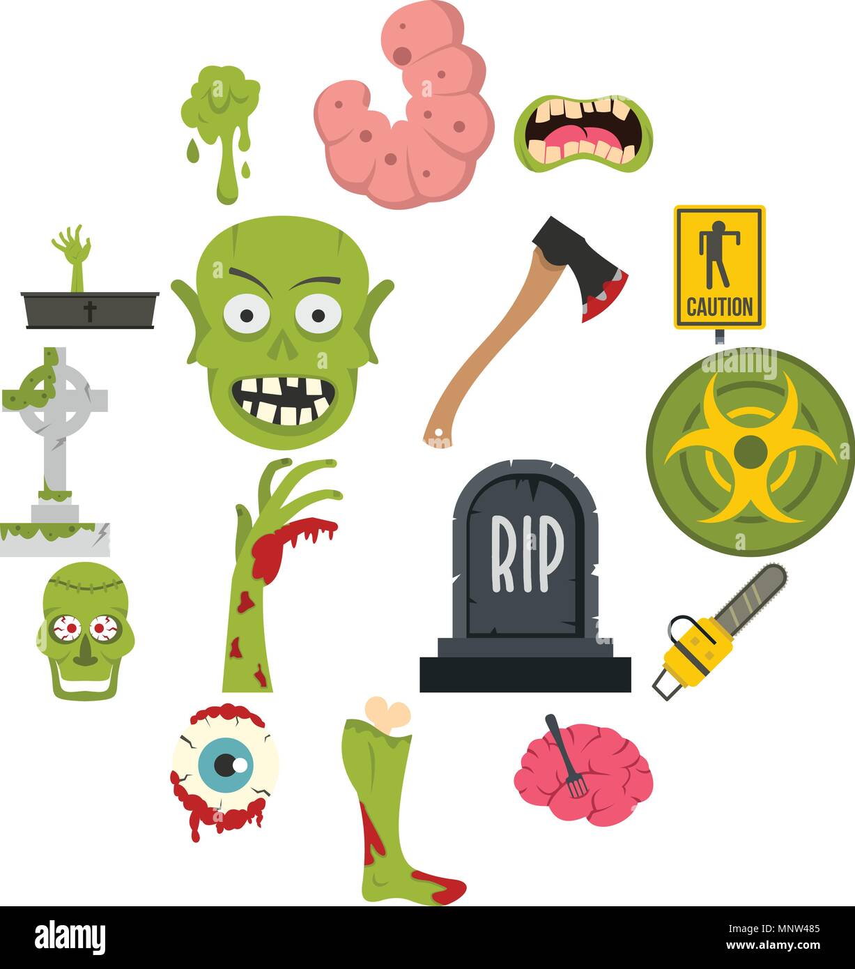 Zombie icons set in flat style Stock Vector Image & Art - Alamy