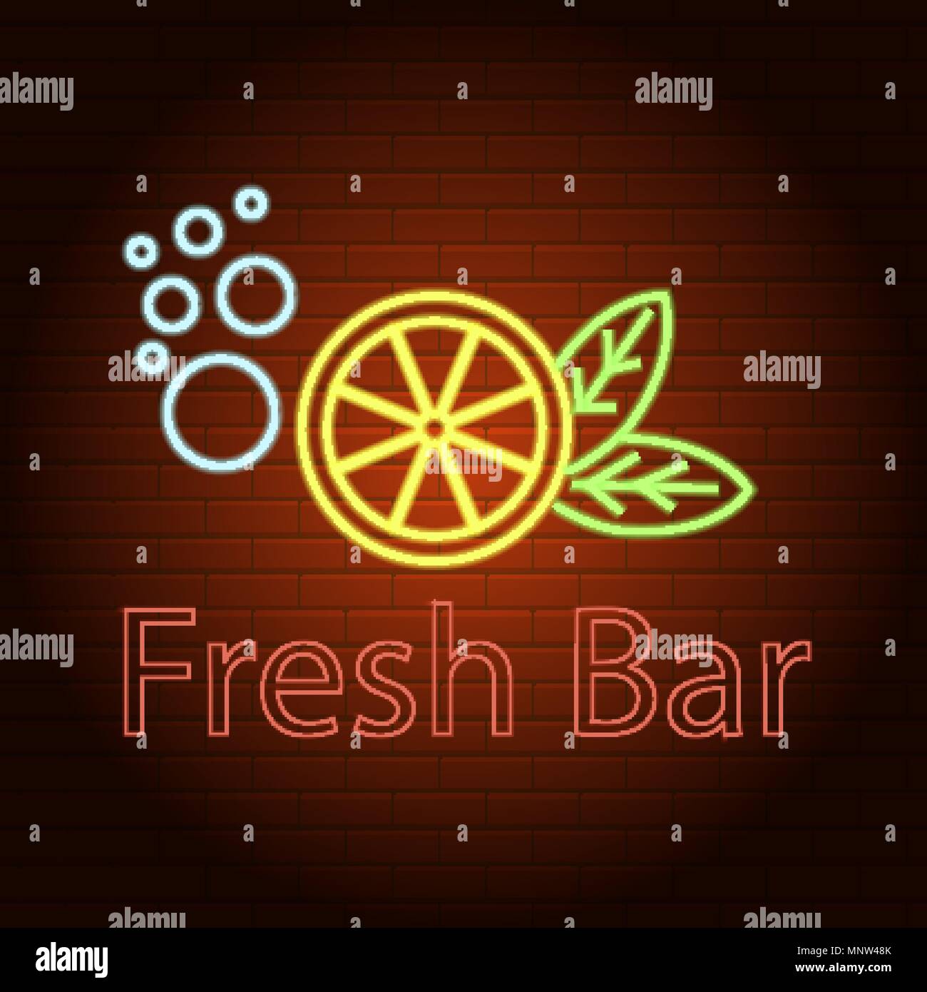 Fresh bar logo neon light icon, realistic style Stock Vector Image ...
