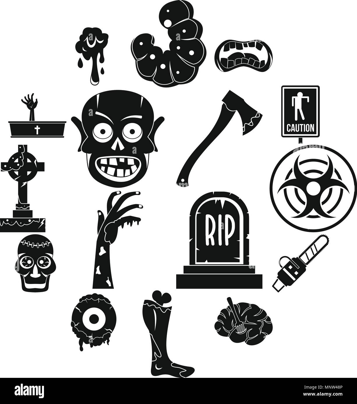 Zombie icons set parts, simple style Stock Vector Image & Art - Alamy