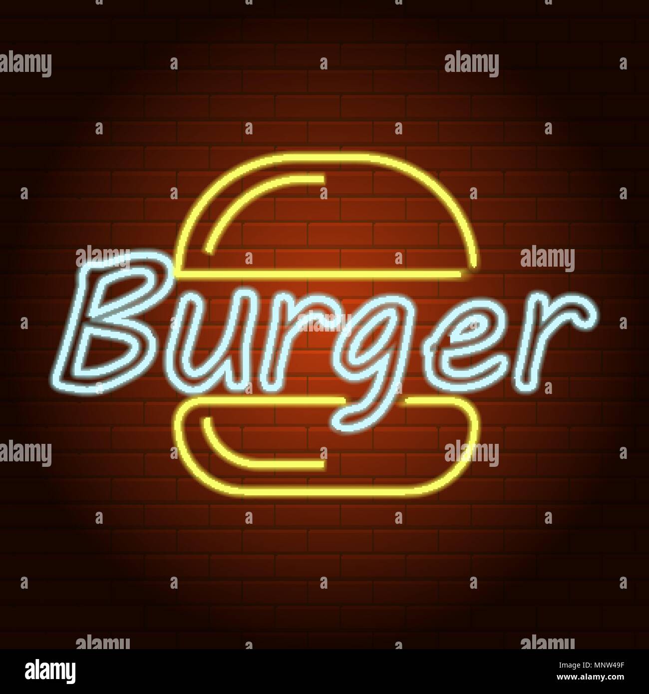 Burger logo neon light icon, realistic style Stock Vector Image & Art ...