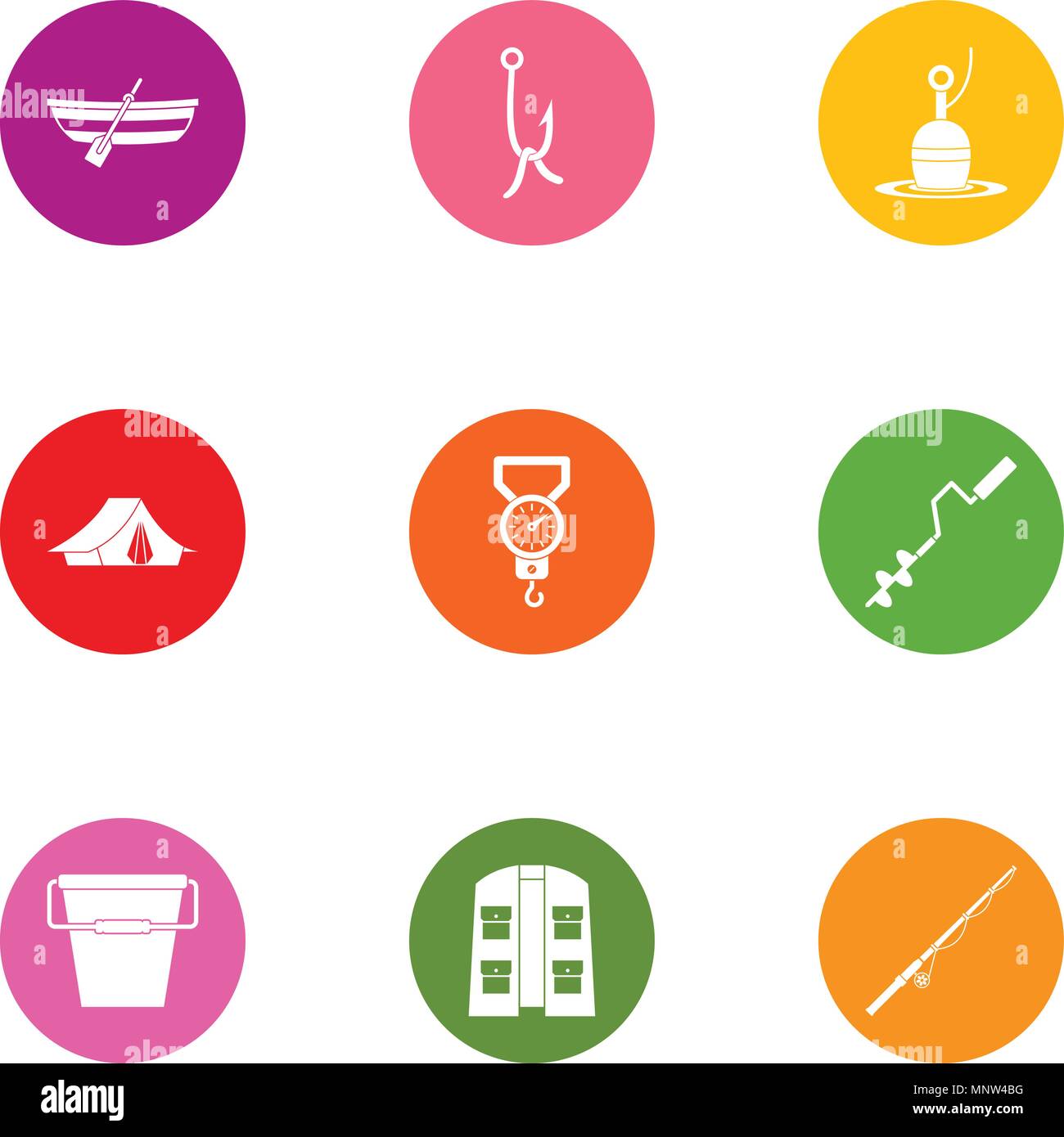 Angling icons set, flat style Stock Vector Image & Art - Alamy