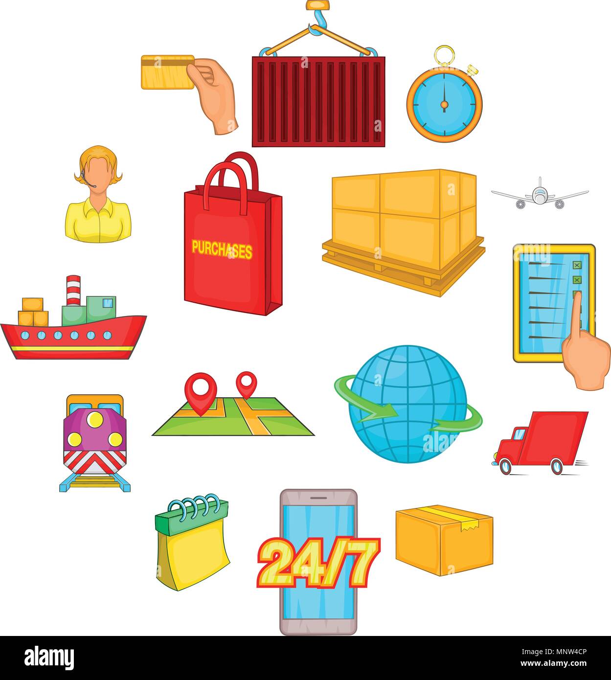 Shipment icons set cartoon hi-res stock photography and images - Alamy