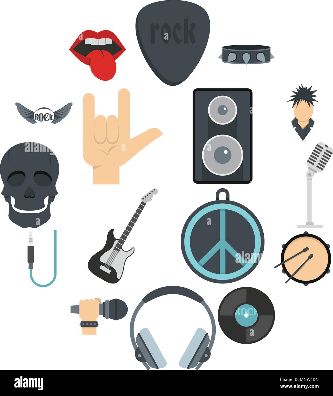 Rock music icons set in flat style Stock Vector Image & Art - Alamy