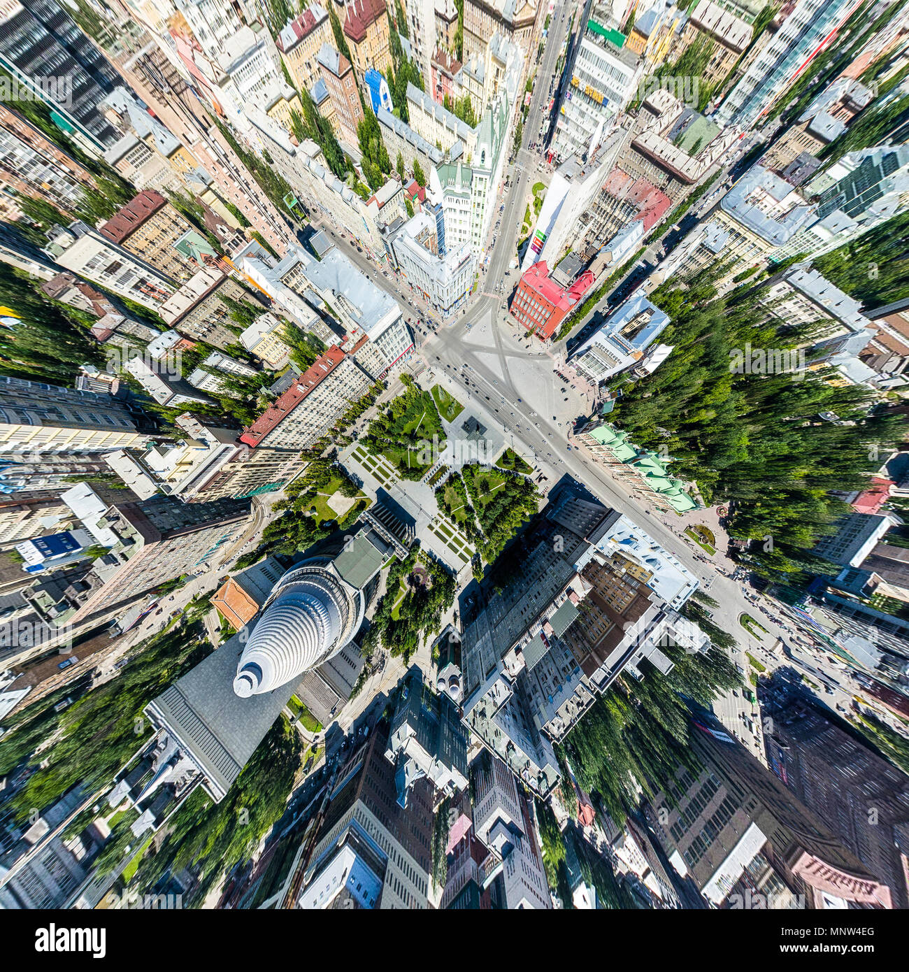 Aerial city view with roads, houses and buildings Stock Photo - Alamy
