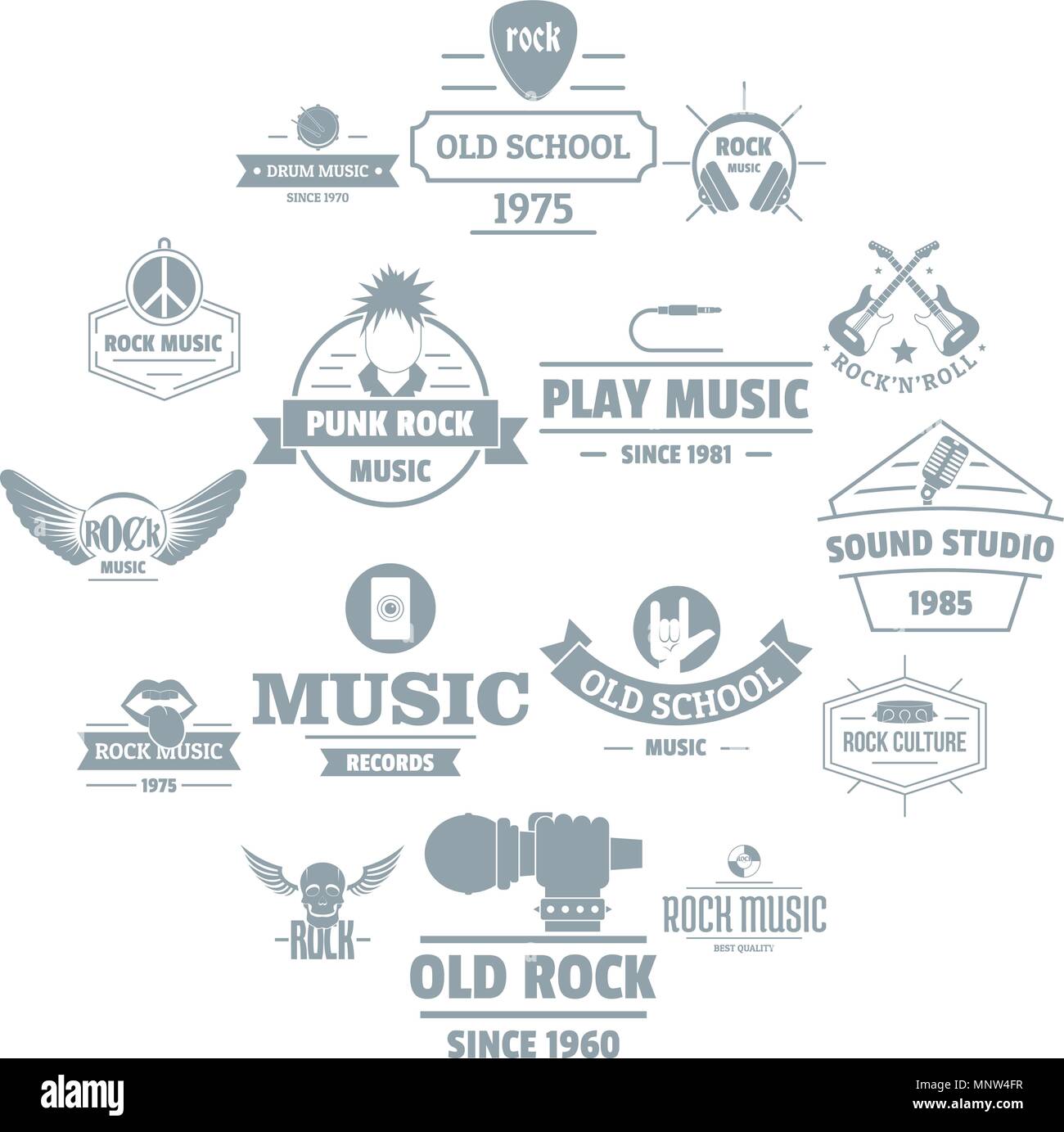 Rock music logo icons set, simple style Stock Vector Image & Art - Alamy