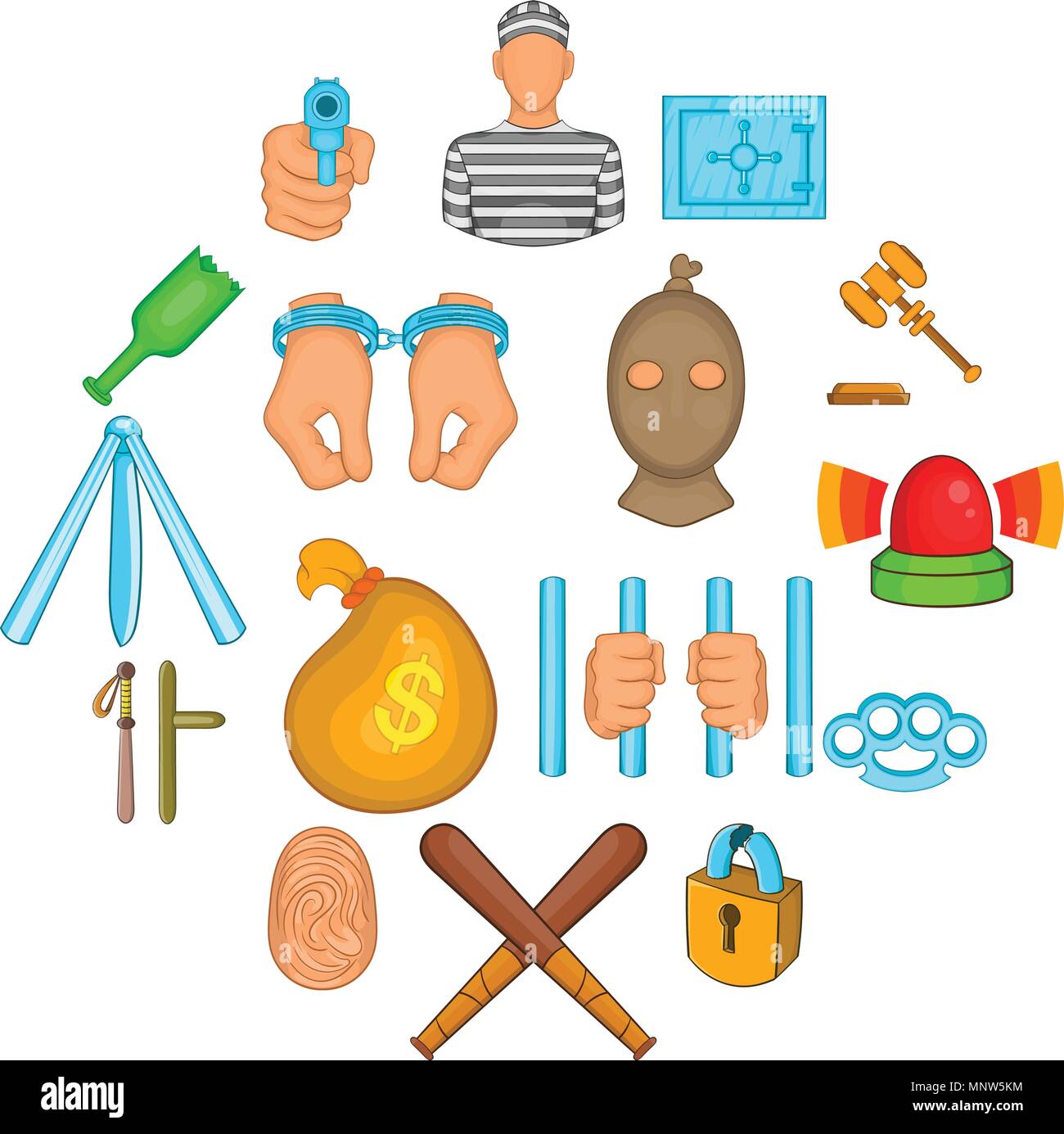 Crime icons set, cartoon style Stock Vector Image & Art - Alamy
