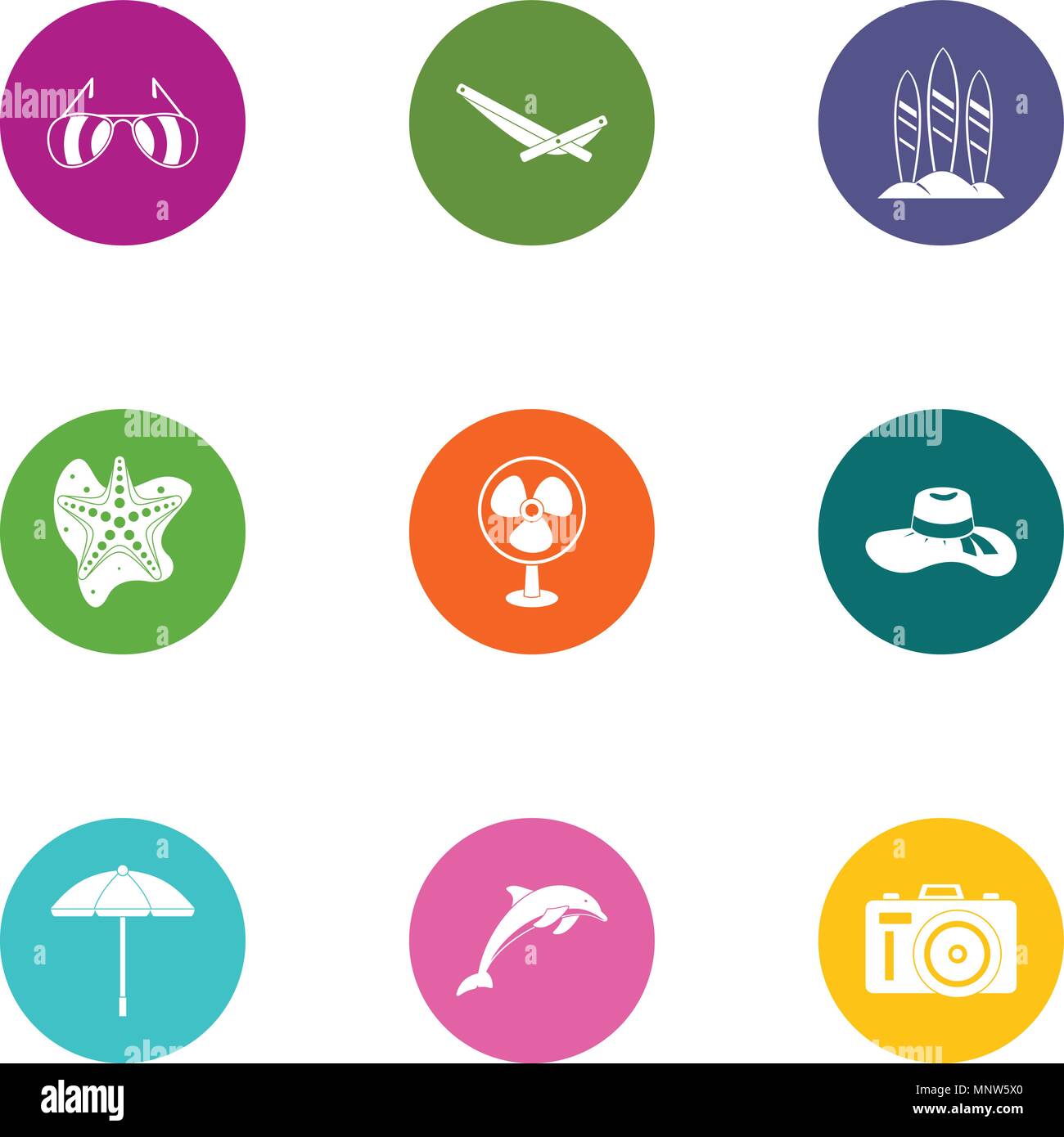 Excursion icons set, flat style Stock Vector Image & Art - Alamy