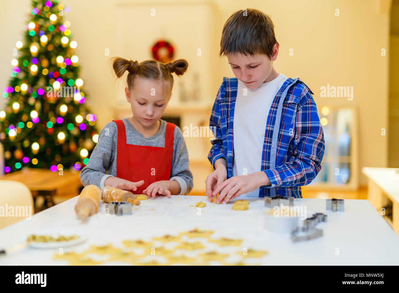 Kids Baking Christmas Cookies
