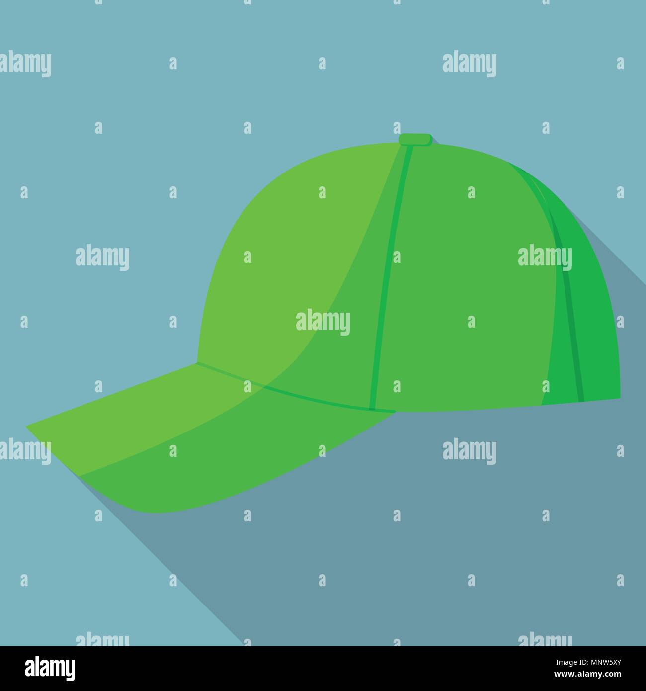 Side view of green baseball cap icon, flat style Stock Vector Image ...