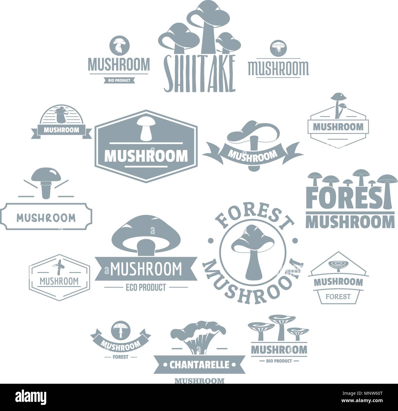 Mushroom forest logo icons set, simple style Stock Vector Image & Art ...