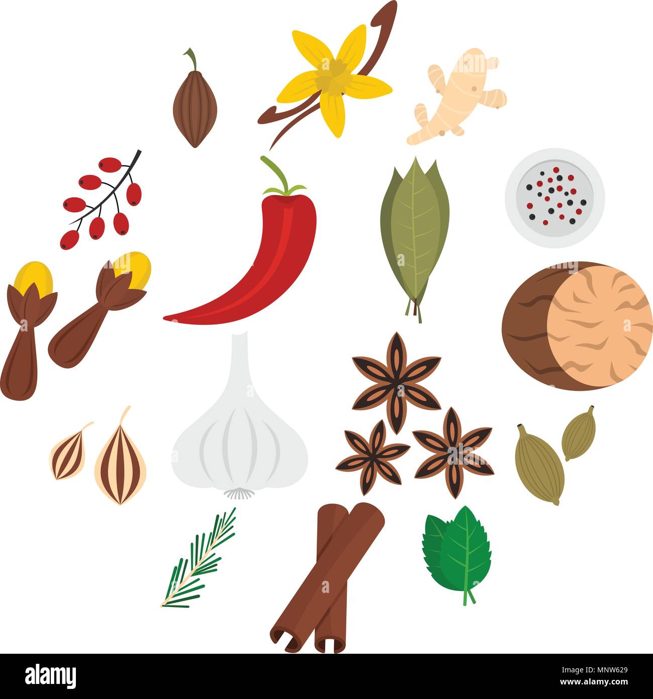 Spice icons set in flat style Stock Vector Image & Art - Alamy